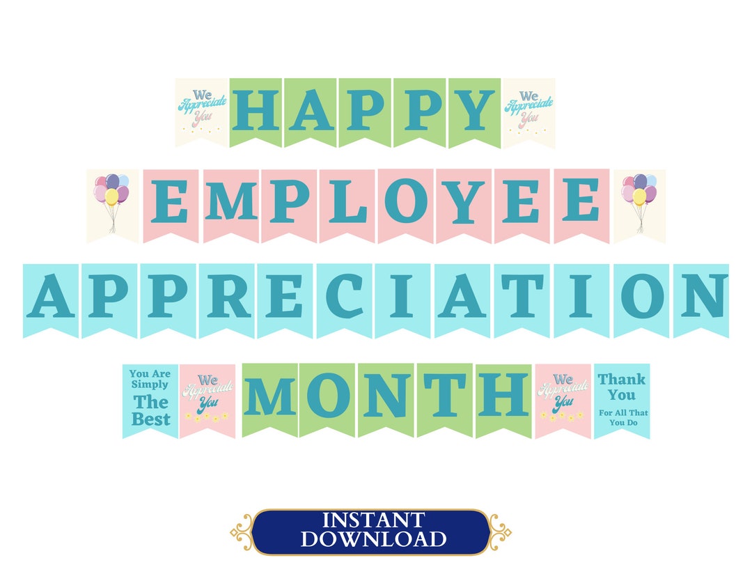 Employee Appreciation Month Printable Banner, Happy Employee ...