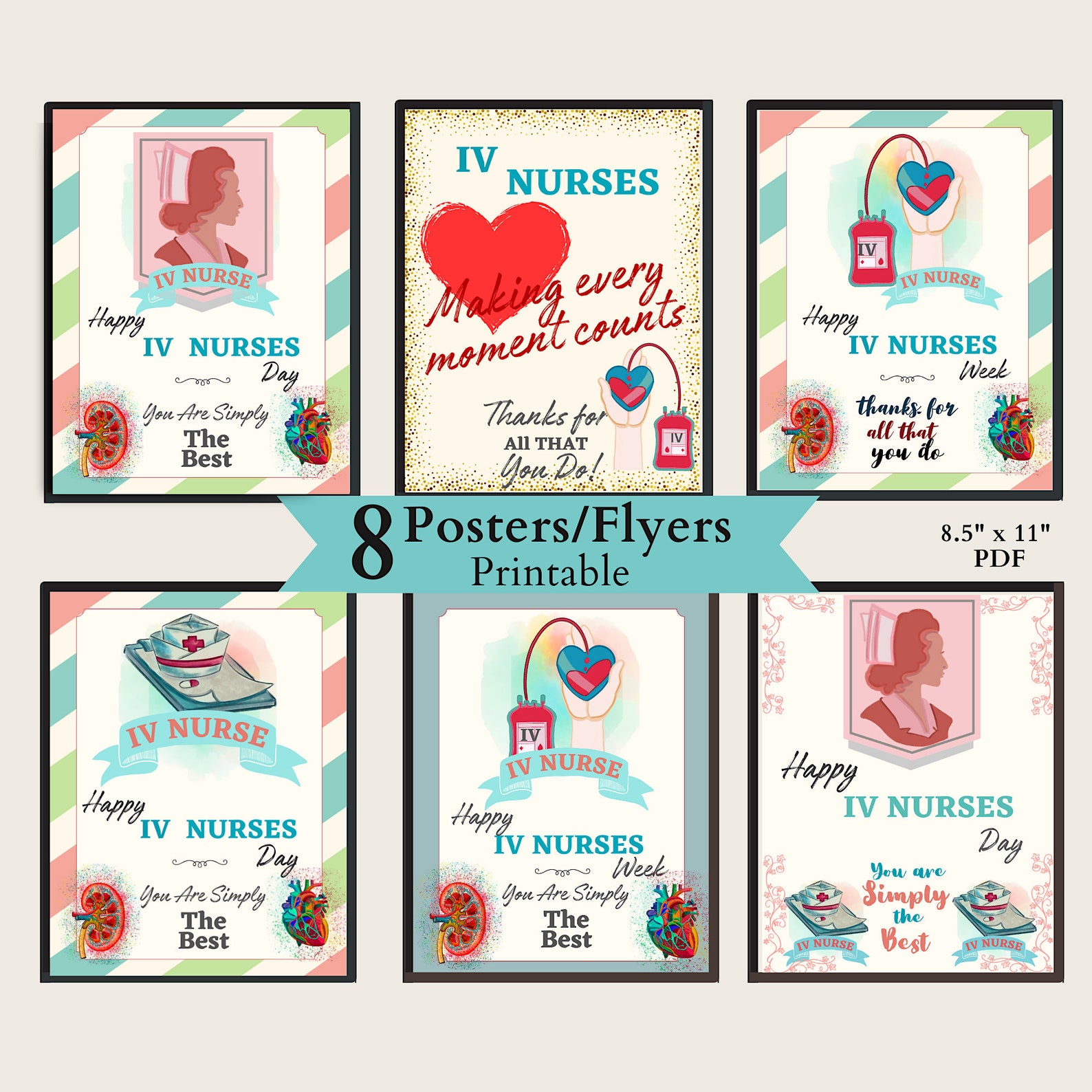 IV Nurses Day Signs Printable Posters, Hand-drawn Infusion Nurse ...