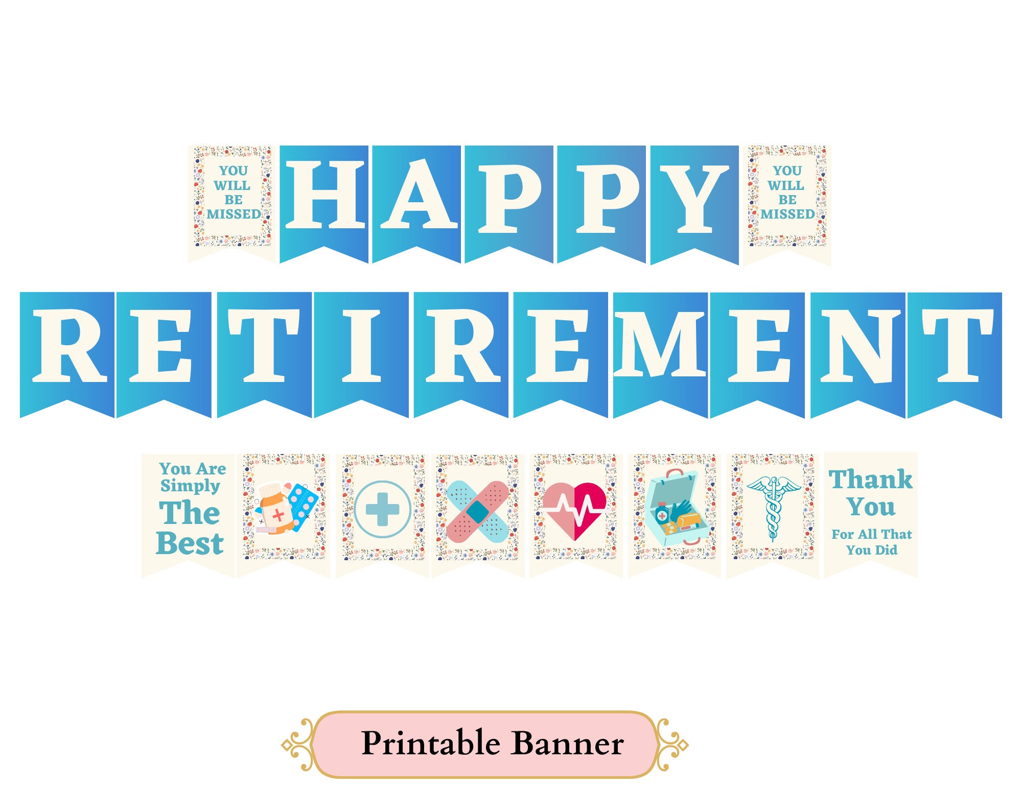 Nurse Retirement Banner Printable Nurse Doctor Retirement Party Decor ...