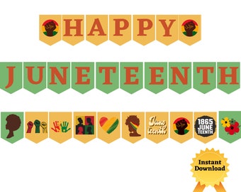 Juneteenth Banner Printable / Juneteenth Garland / Juneteenth Sign ...