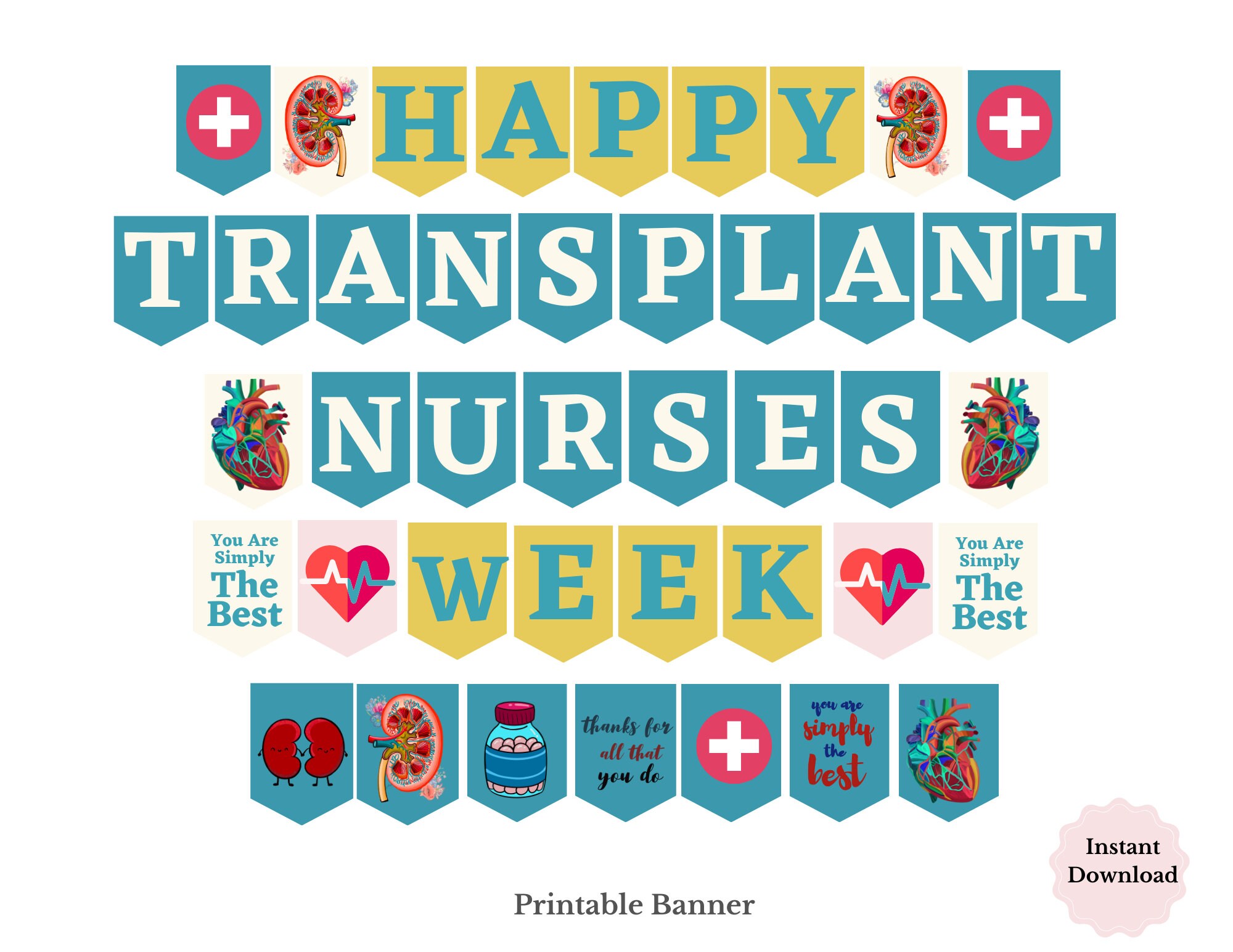 Transplant Nurses Week Printable Banner, Hand-drawn Transplant Nurses ...