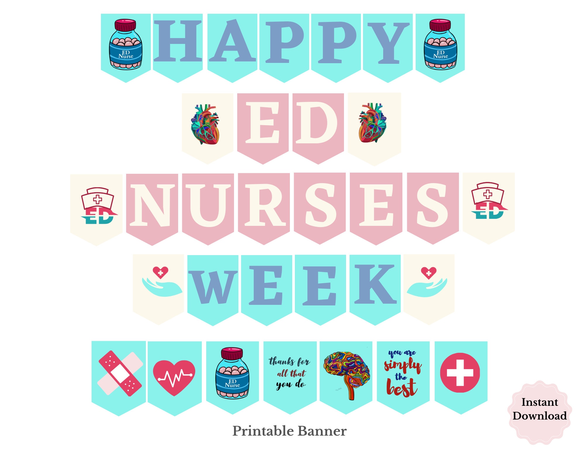 Emergency Nurses Week Printable Banner, ED Nurse Week Sign, Emergency ...