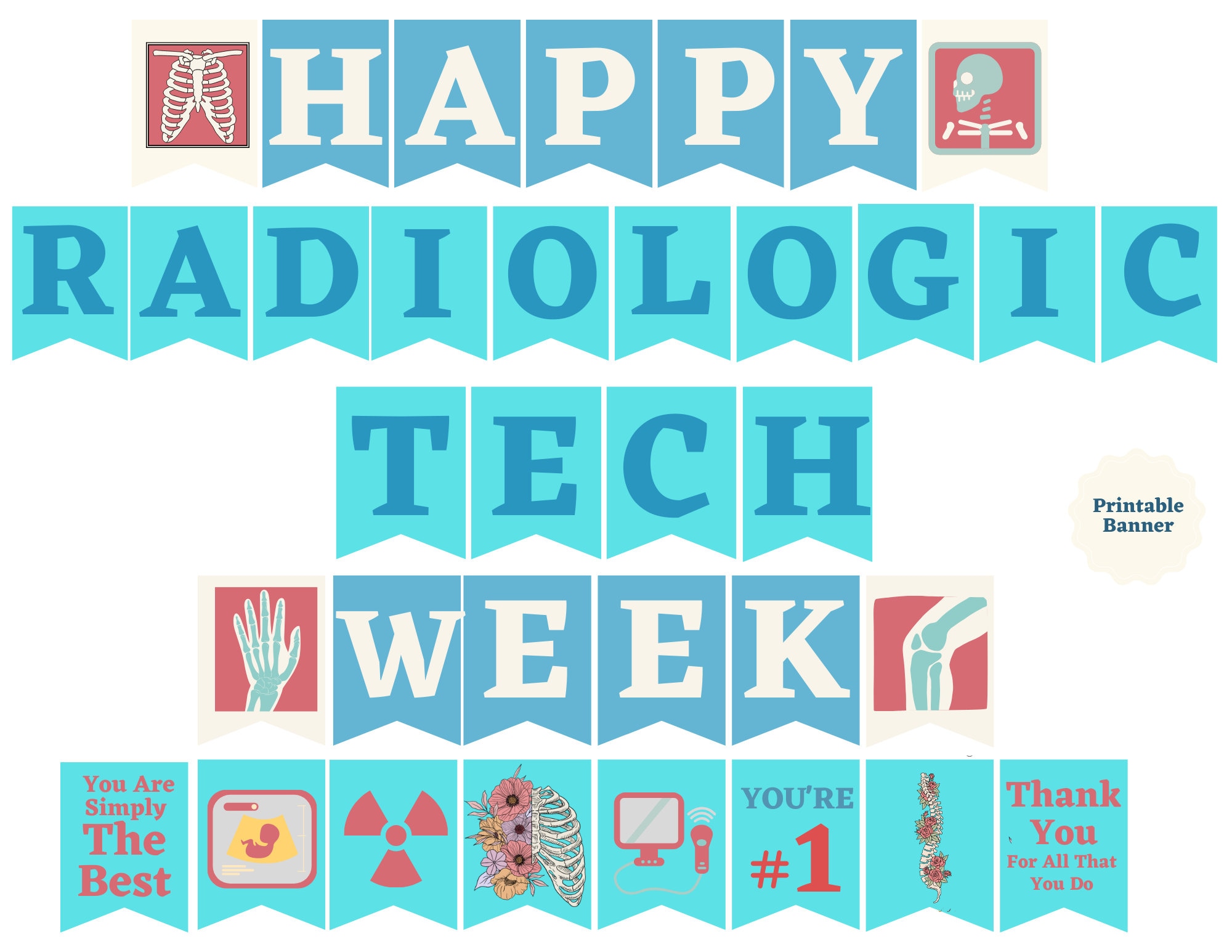 Radiologic Tech Week Printable Banner, Radiology Tech Week Banner, Rad ...