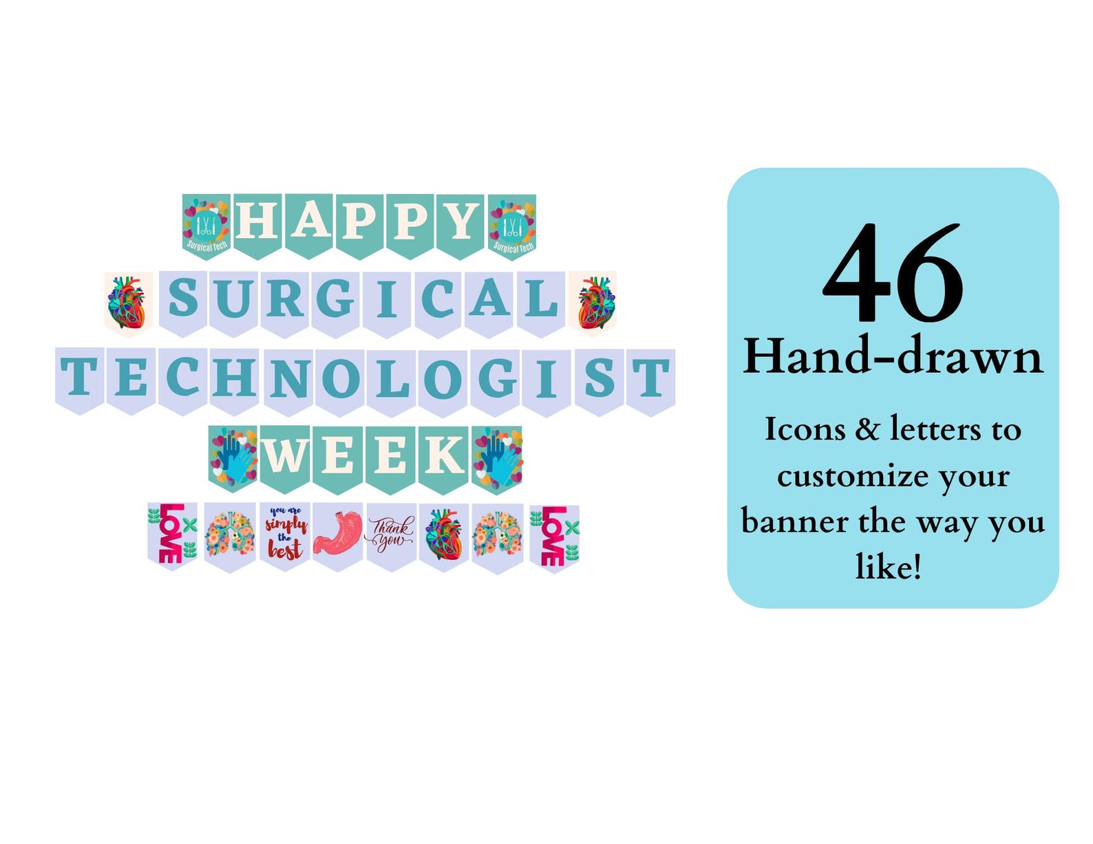 Surgical Technologist Week Printable Sign / Hand-drawn Happy Surgical ...