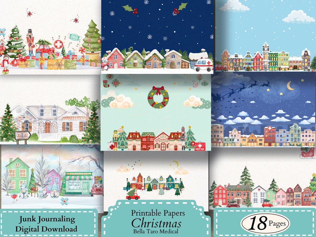 Nurse Christmas Scrapbook Paper Digital Printable Holiday Scrapbook ...
