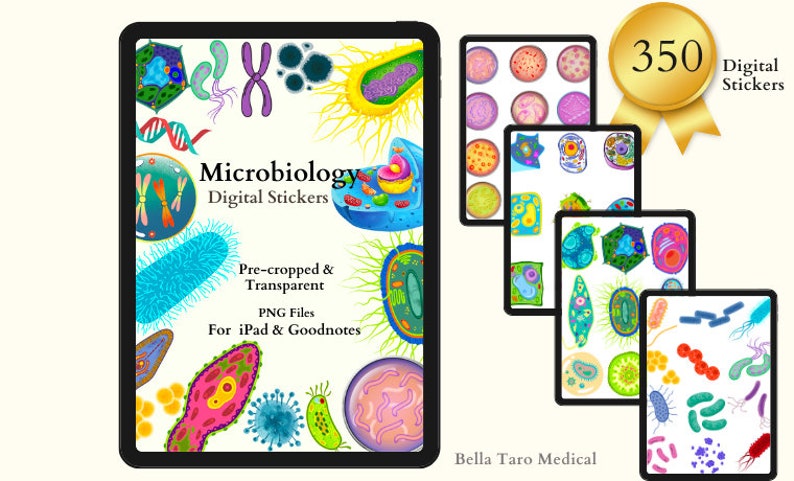 Microbiology Digital Stickers / Bacteria Virus Infection Lab Stickers ...
