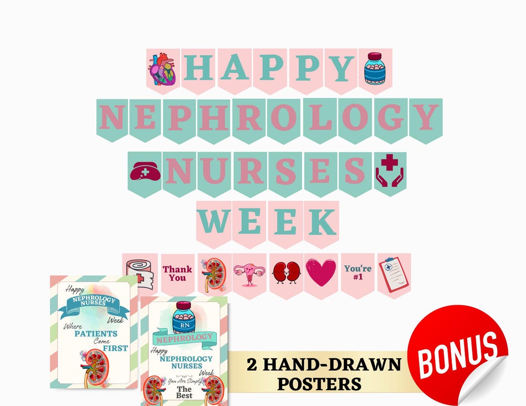 Nephrology Nurses Week Printable Banner, Hand-drawn Nephrology Nurses ...