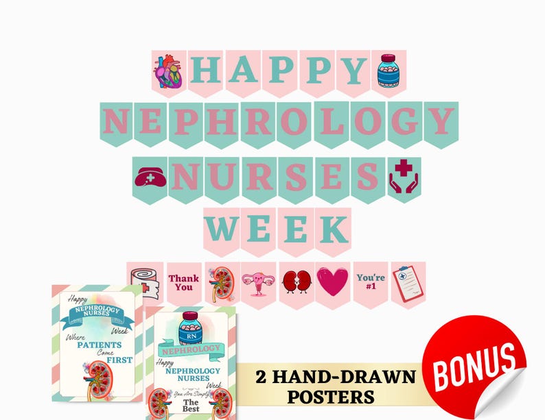 Nephrology Nurses Week Printable Banner, Hand-drawn Nephrology Nurses ...