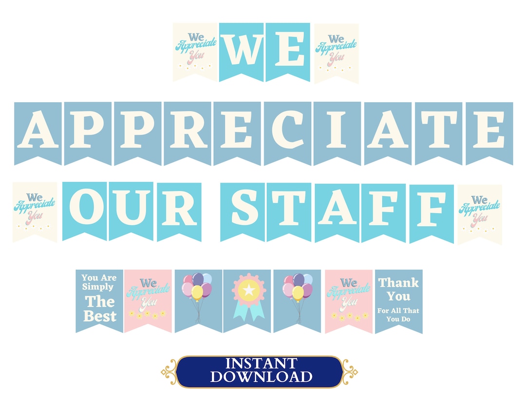 We Appreciate Our Staff Printable Banner, Happy Employee Staff ...