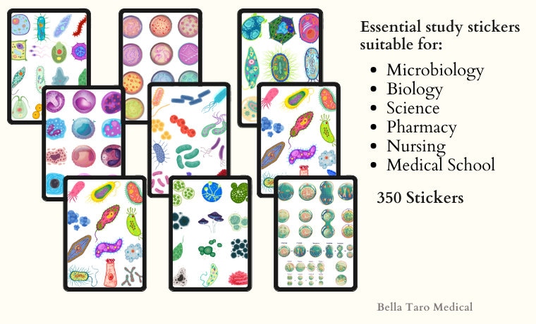 Microbiology Digital Stickers / Bacteria Virus Infection Lab Stickers ...