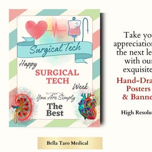 Blue Surgical Tech Week Printable Sign / Hand-drawn Happy Surgical Tech ...