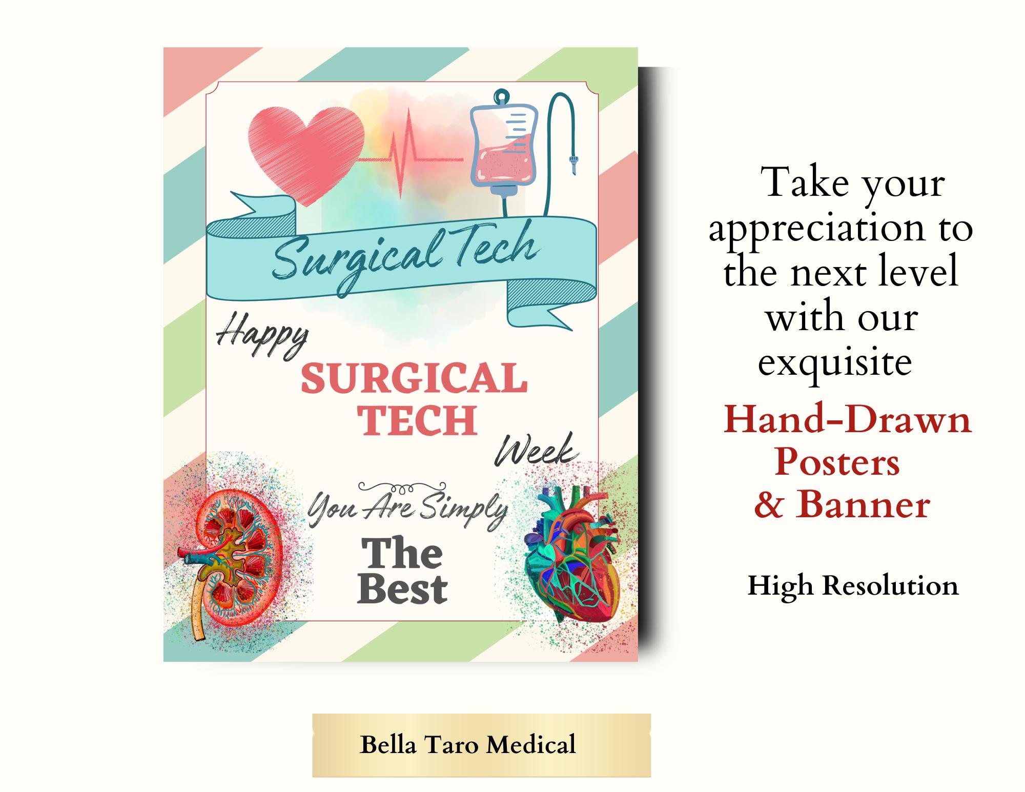 Blue Surgical Tech Week Printable Sign / Hand-drawn Happy Surgical Tech ...