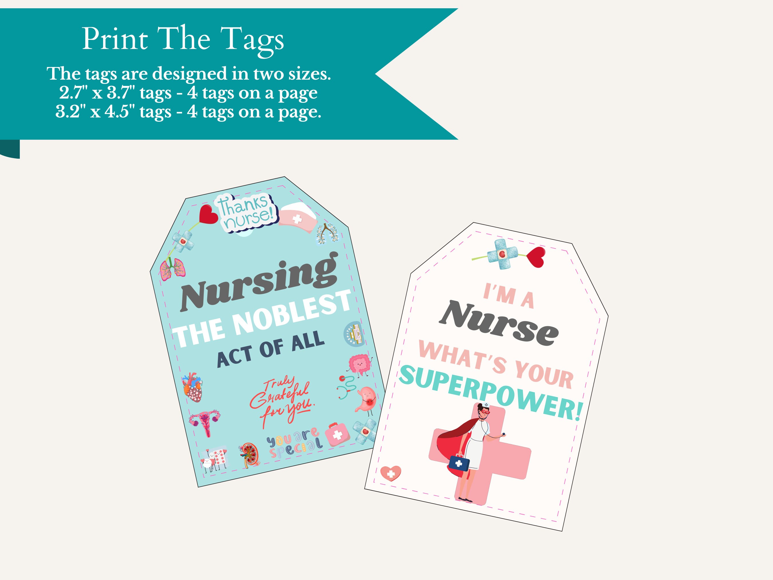 Nurses Gift Tags Printable / ER Nurses Treat Tag / Nurse Appreciation ...