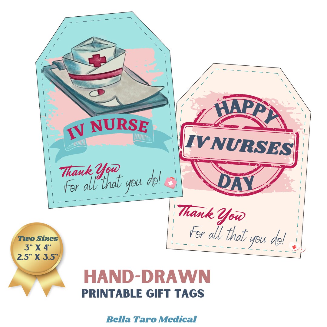 IV Nurses Day Gift Tags Printable, Hand-drawn Infusion Nurse ...