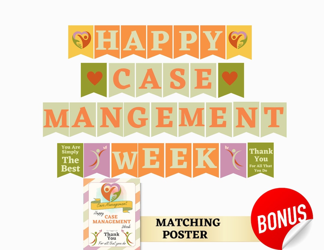 Case Management Week Banner Printable and Poster / Case Manager Week Party Sign / Case ...