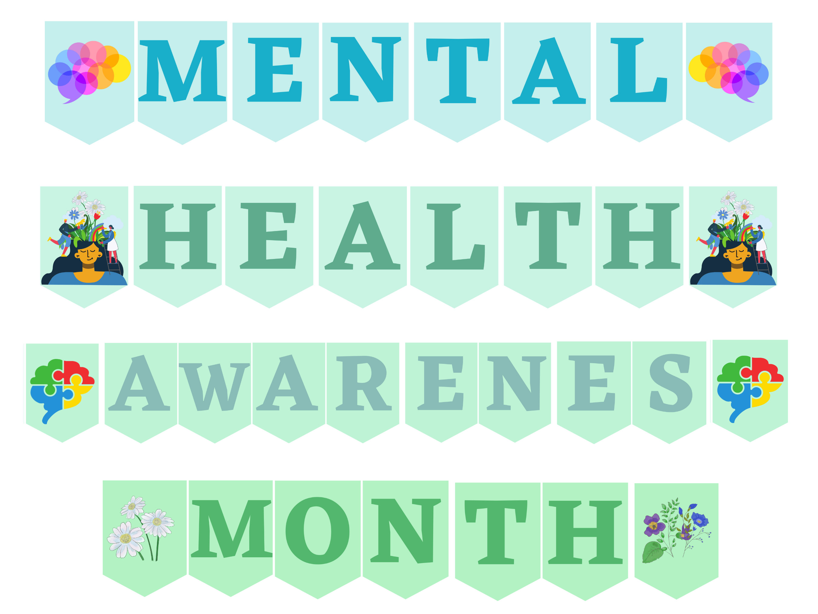Mental Health Awareness Month Banner Printable / Mental Health Banner ...