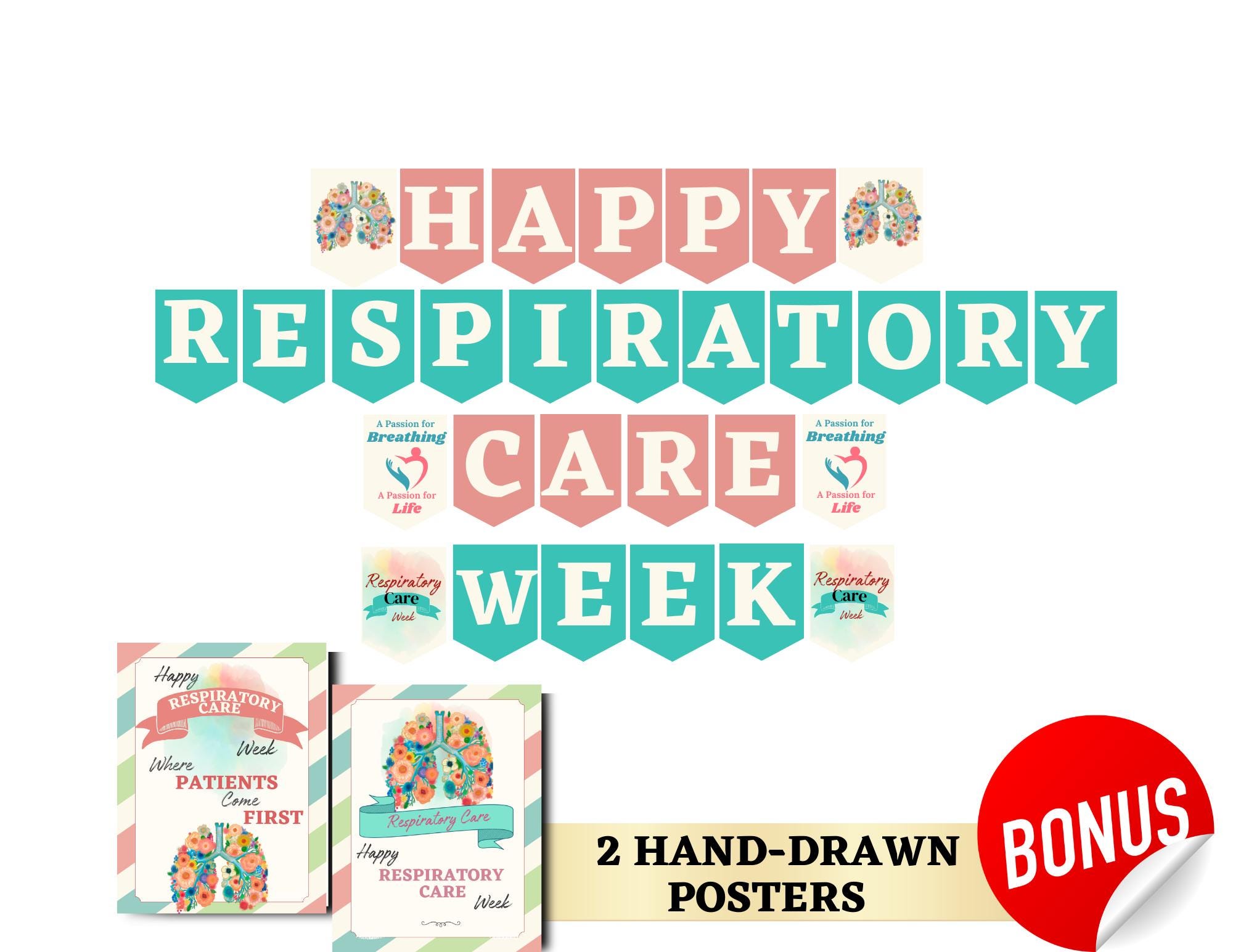 Happy Respiratory Care Week Banner Printable, Hand-drawn Respiratory ...