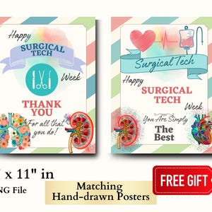 Surgical Technologist Week Printable Sign / Hand-drawn Happy Surgical ...
