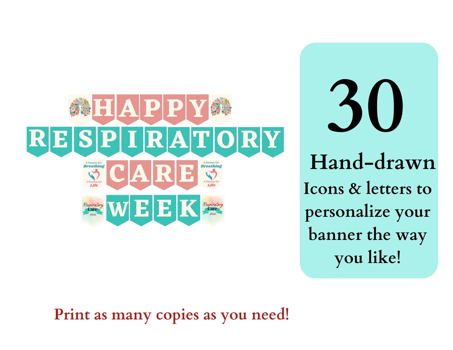 Happy Respiratory Care Week Banner Printable, Hand-drawn Respiratory Therapist Appreciation ...
