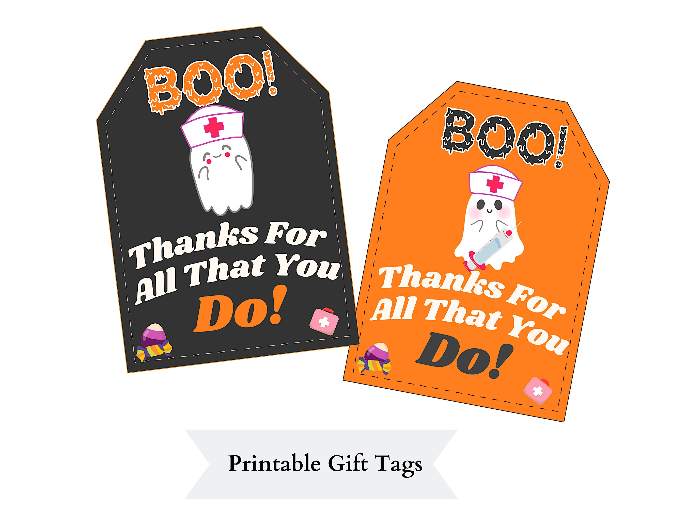 Nurse Halloween Boo Gift Tags, Printable Nurses Candy Gift Tag, Nurse ...