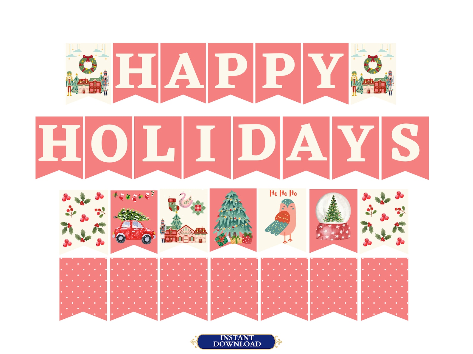 Happy Holidays Banner Printable / Holiday Banner / Happy Holiday Banner ...