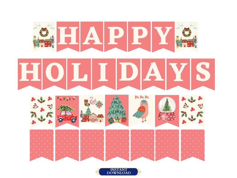 Happy Holidays Banner Printable / Holiday Banner / Happy Holiday Banner ...