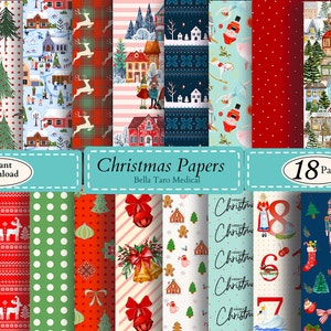 Digital Christmas Paper Printable | Christmas Scrapbooking Holiday ...