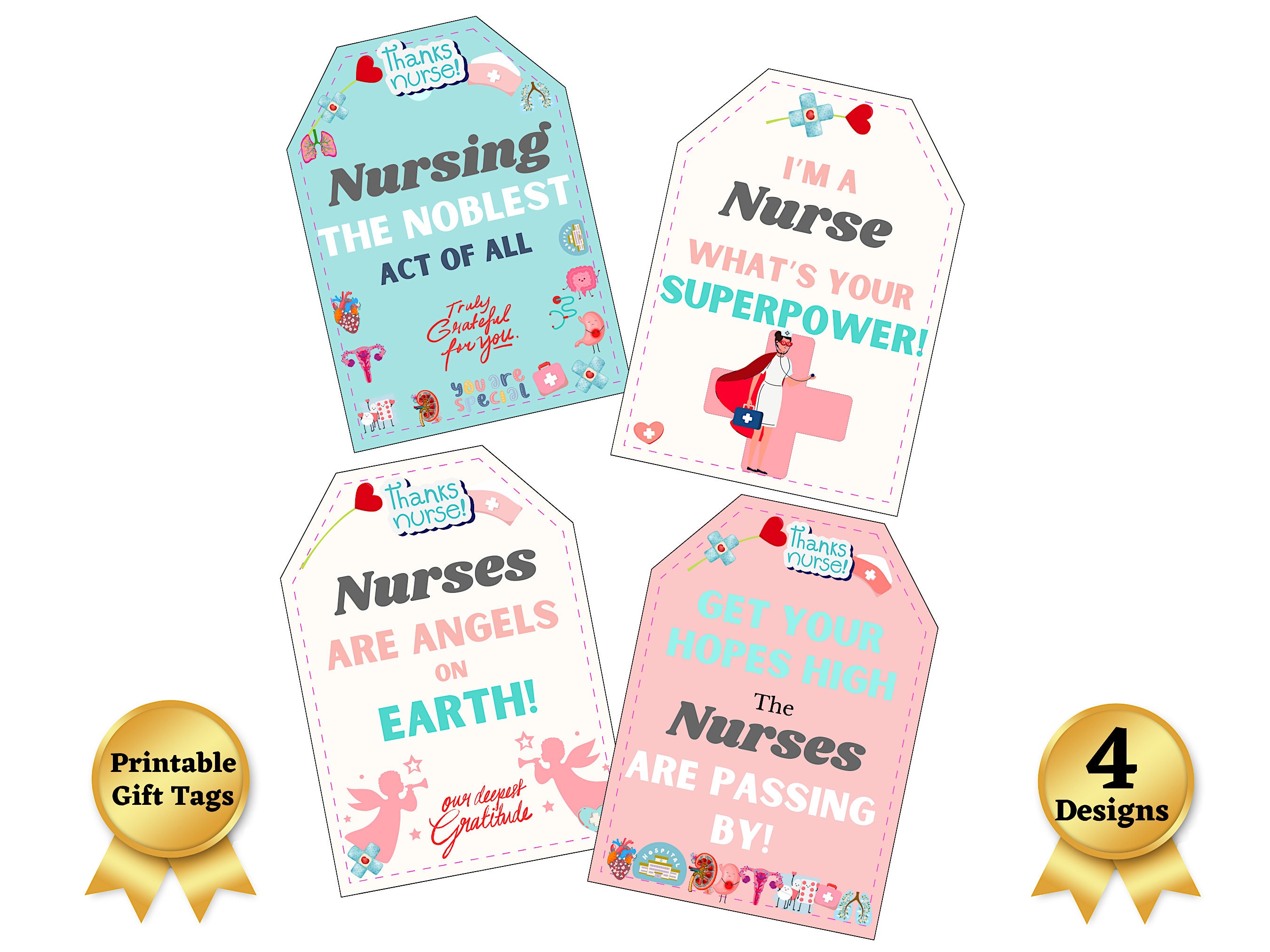 Nurses Gift Tags Printable / ER Nurses Treat Tag / Nurse Appreciation ...