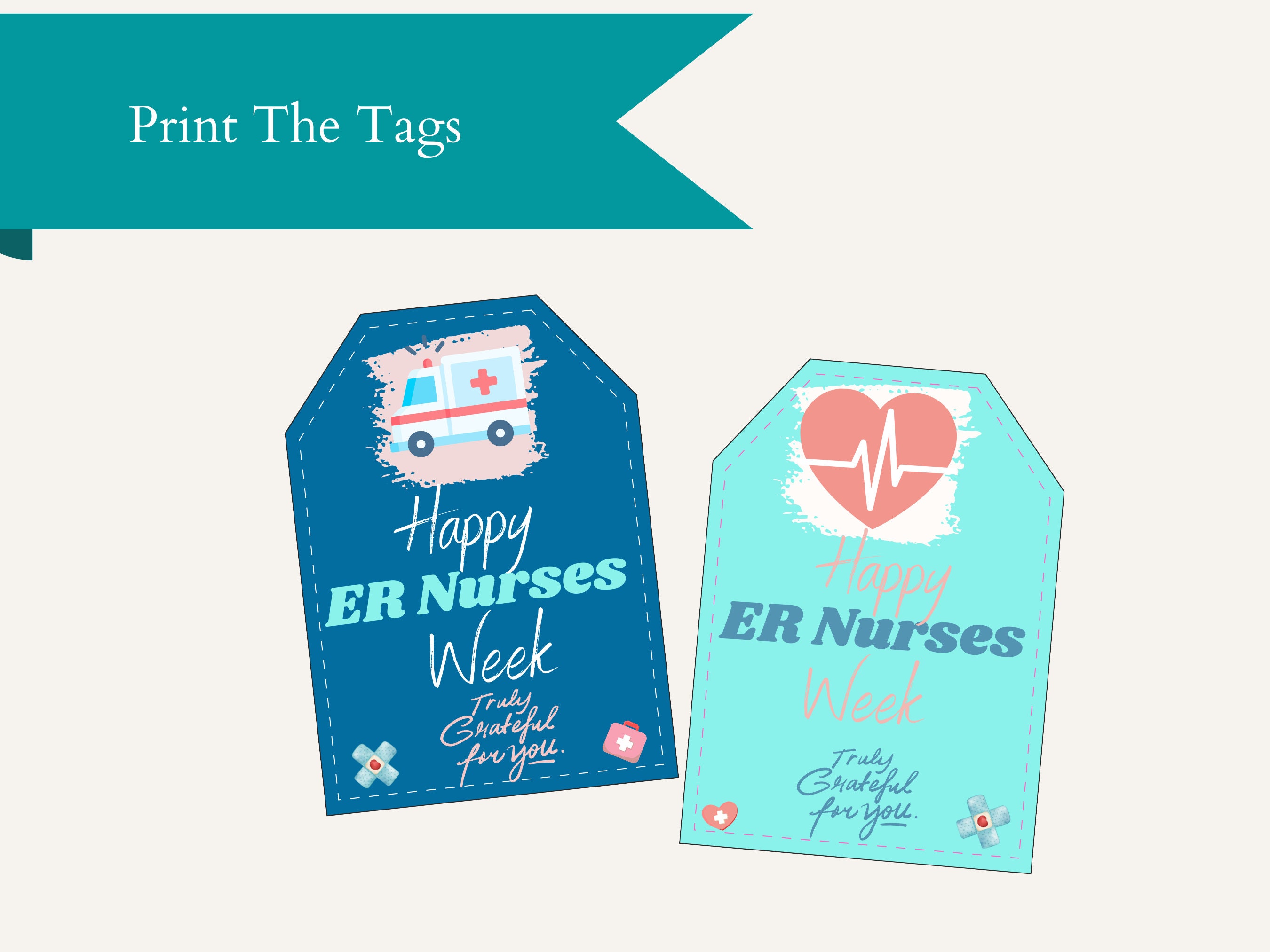 Blue Emergency Nurses Week Gift Tags Printable / ER Nurse Week Tag ...
