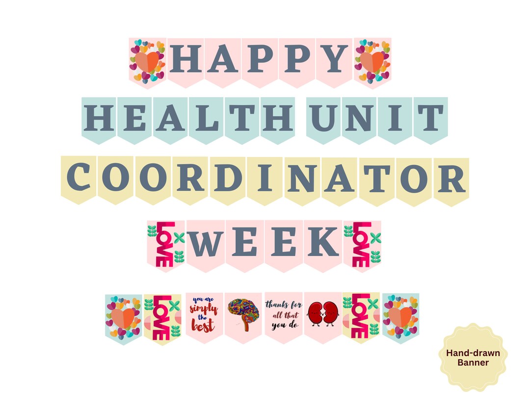 Health Unit Coordinator Week Printable Banner, Hand-drawn Happy HUC ...