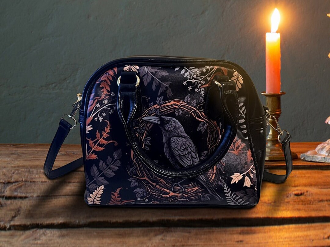 Witchy Raven Handbag Goth Raven Crossbody Purse Vegan - Etsy