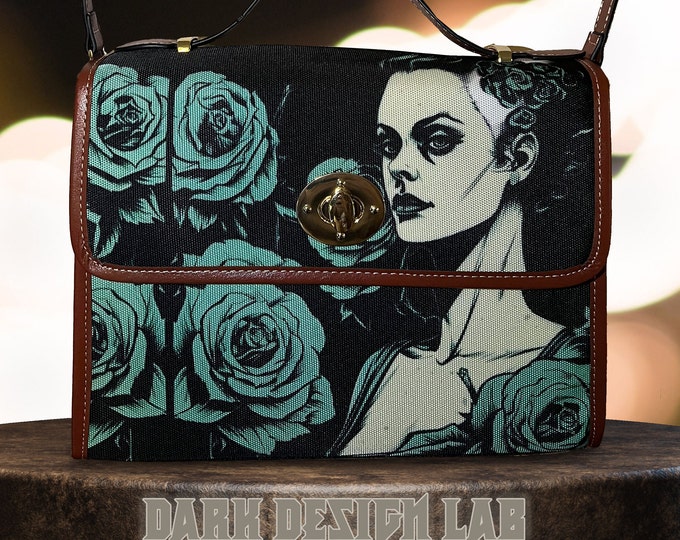 Bride of Frankenstein Horror Satchel Bag, Cute Goth Horror Rose Crossed ...