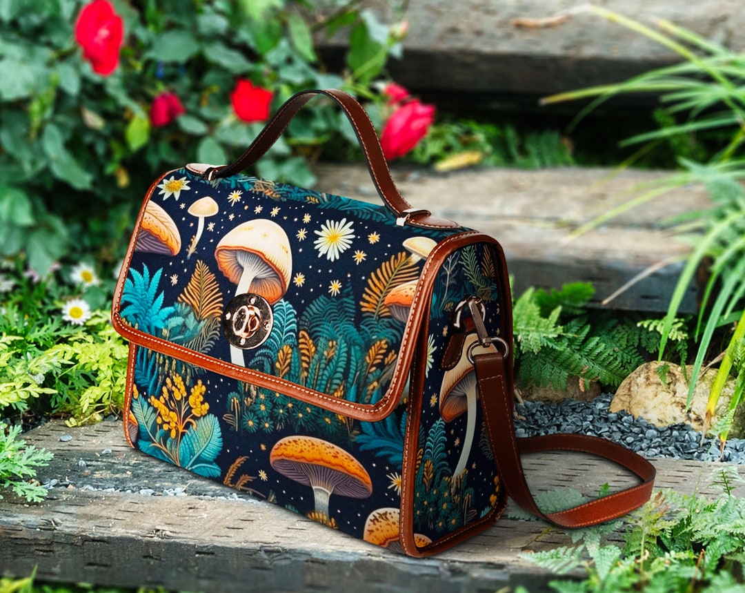 Cottagecore Witch Mushroom Satchel Bag, Cute Mushroom Moon Crossed Body ...