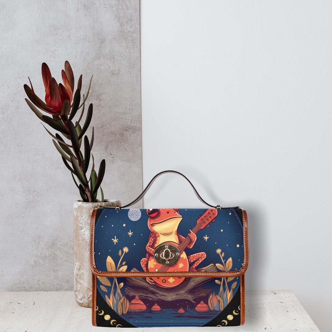 Cottagecore Banjo Frog Satchel Bag, Cute Women Toad Boho Crossed Body ...