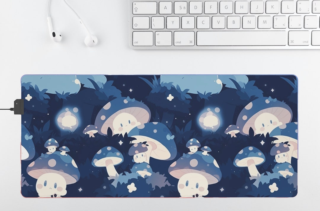 RGB Kawaii Mushroom Decorated Desk Mats, Witchy Desk Mat Xxl, Aesthetic ...