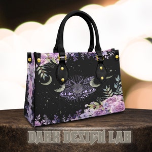 Goth Roses Moth Witchy Handbag, Moth Witch Purse, Dark Cottagecore Moth ...