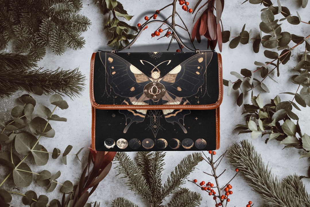 Goth Moth Satchel Bag, Witchy Butterfly Moon Purse, Cute Cottagecore ...