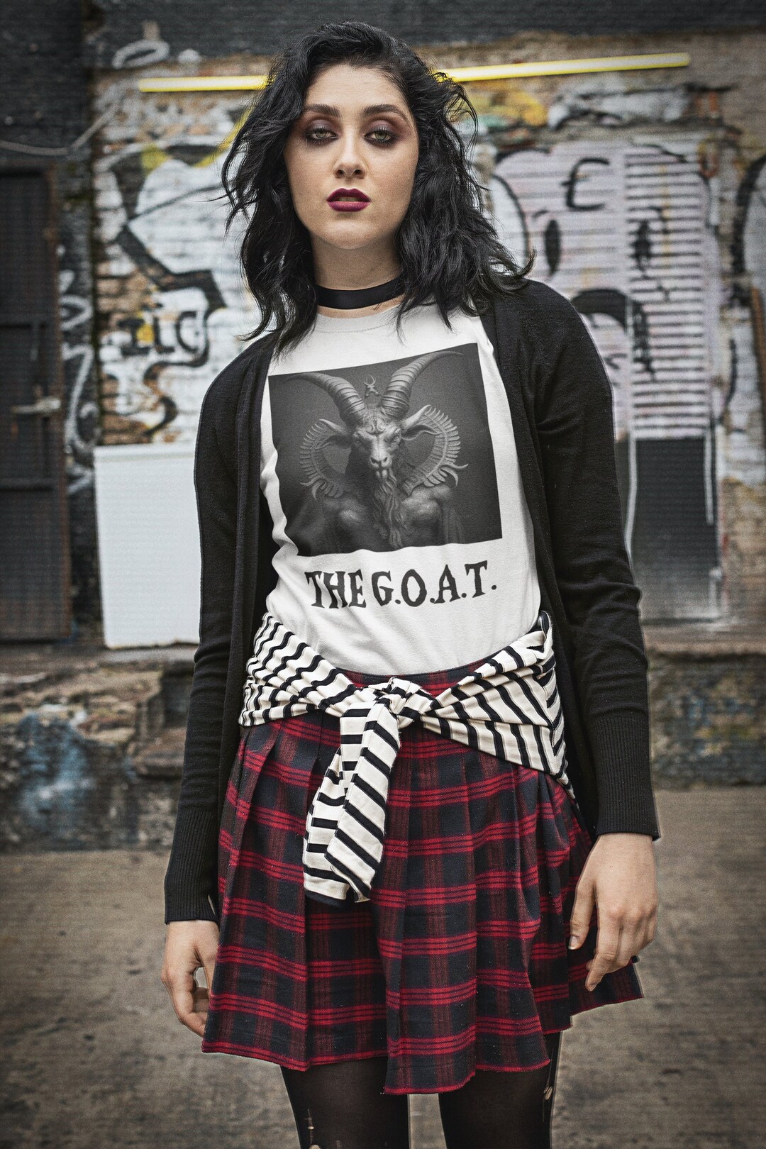 Camiseta gráfica Baphomet Goth para estética oscura, regalo de ropa de ...