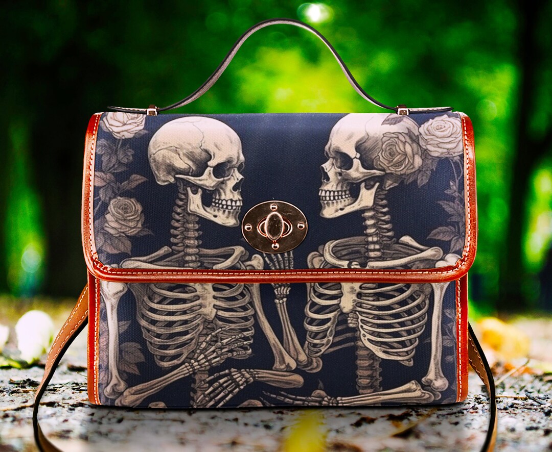 Goth Skeleton Satchel Bag, Dark Academia Romantic Skeleton Crossed Body ...