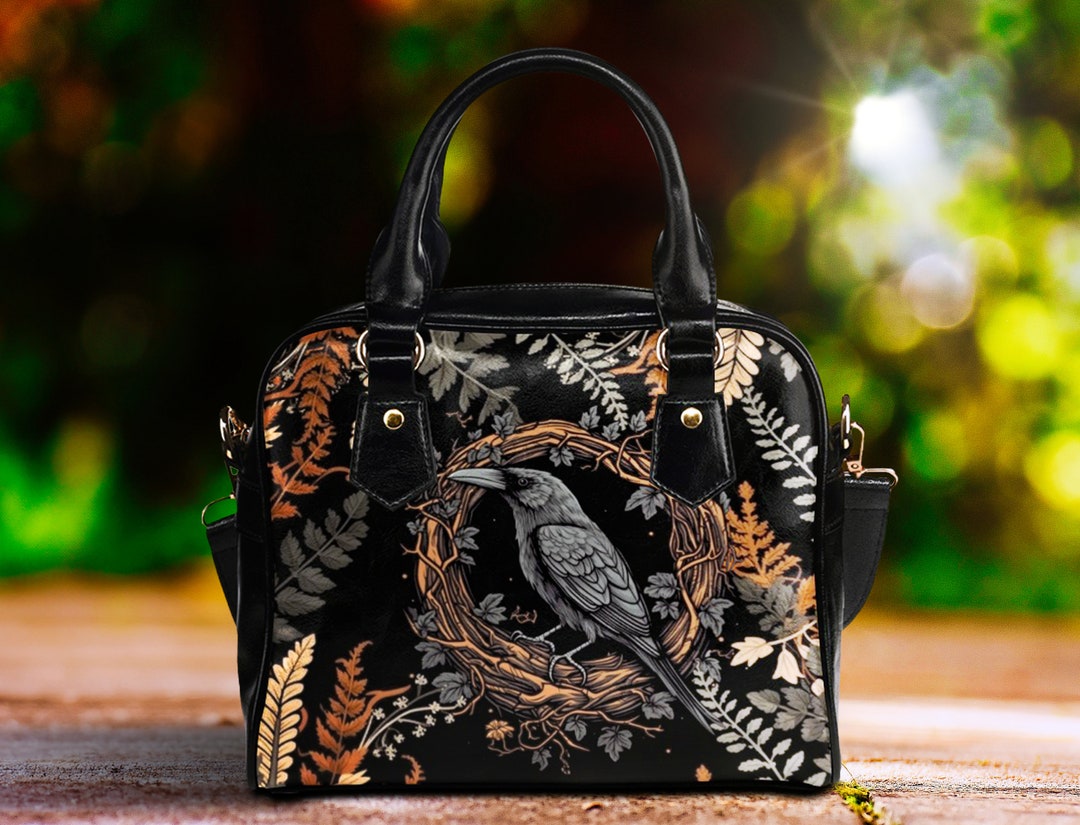 Witchy Raven Handbag, Goth Raven Crossbody Purse, Vegan Leather Goth ...
