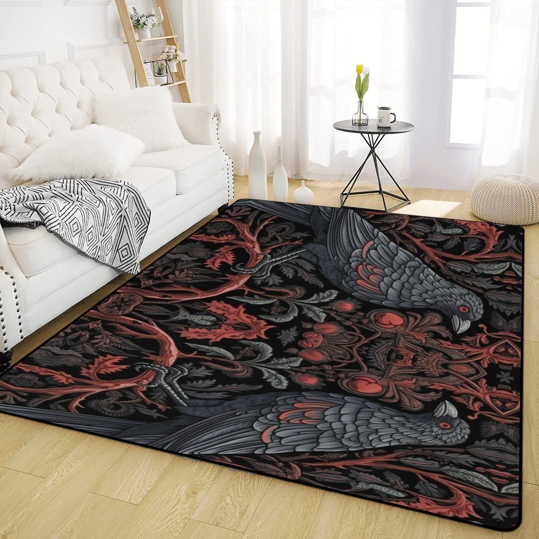 Gothic Raven Rug Gift for Witchy Home Goods Cottagecore Crow Carpet for ...