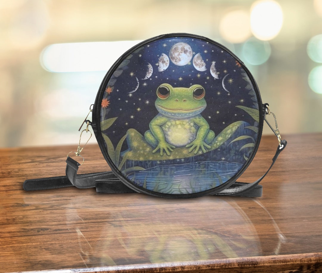 Cottagecore Frog Round Purse, Cute Baby Frog Circle Purse, Vegan ...