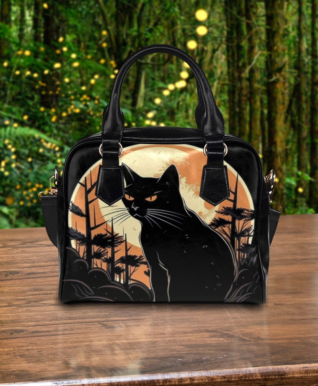 Witchy Black Cat Handbag Goth Cat Crossbody Purse Vegan - Etsy