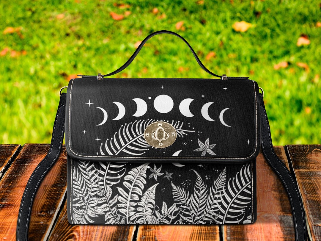 Cottagecore Witchy Botanical Moon Phase Satchel Bag, Witch Crossed Body ...