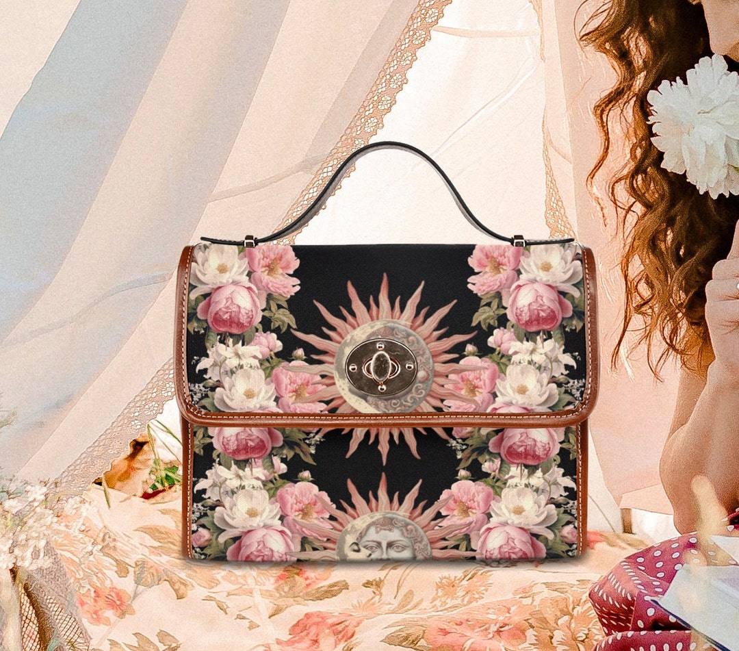 Cottagecore Witch Canvas Satchel, Moon Phase Witchy Crossed Body Bag ...