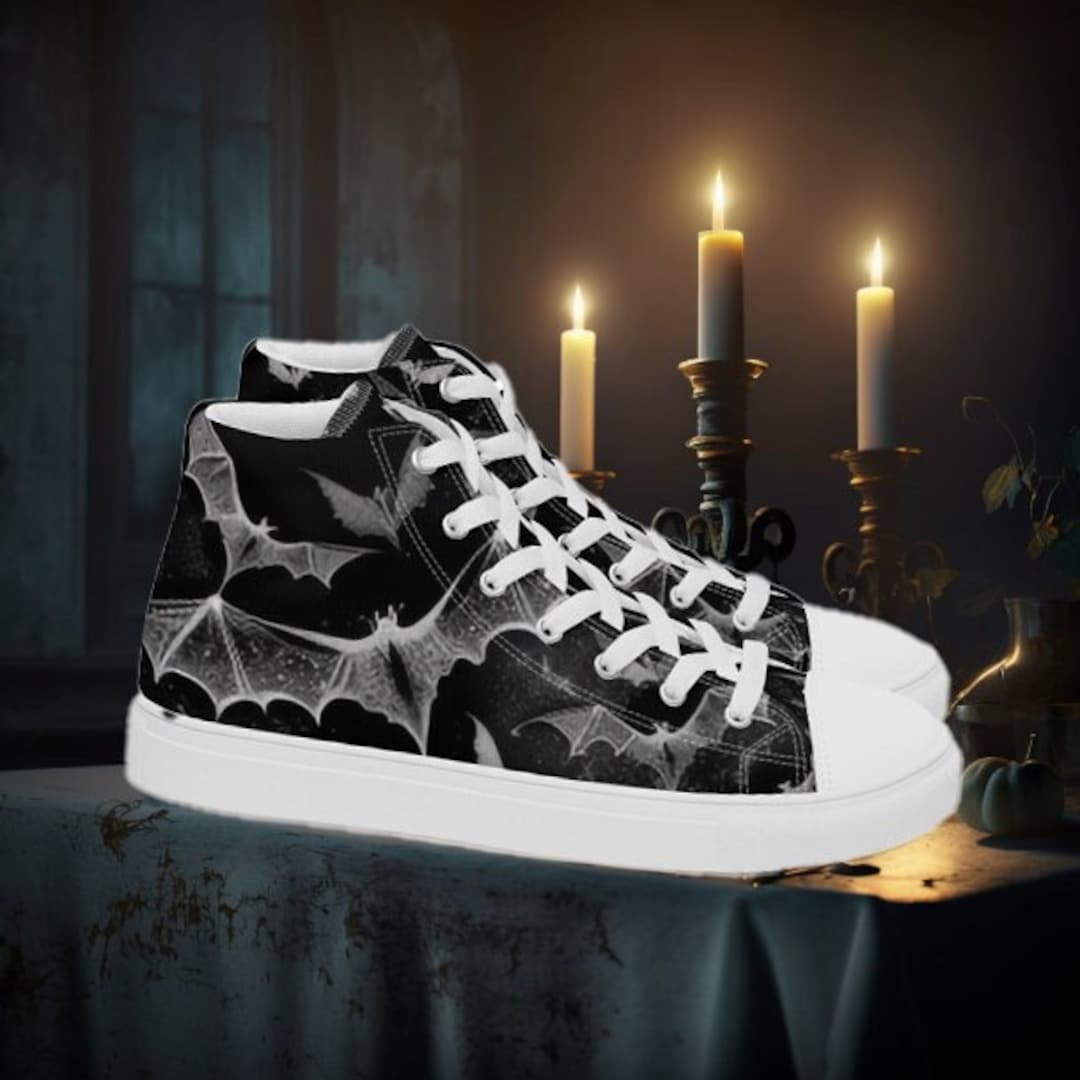 Womens Gothic Bats High Top Sneakers Bats Shoes for Witchy Aesthetic Nu ...