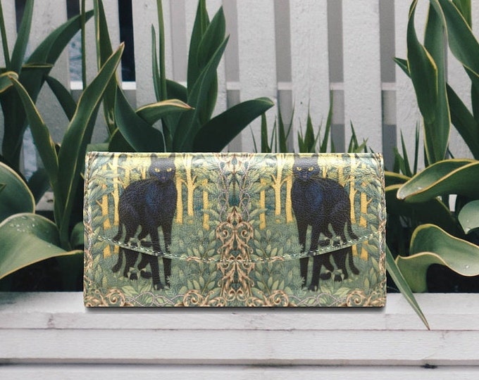 Cottagecore Retro Black Cat Forest Wallet, Forest Witch Floral Wallet ...