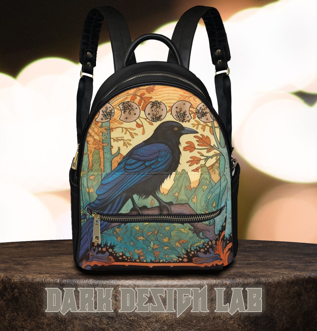 Witchy Raven Small Backpack Purse, Cute Goth Organized Witchcraft Back ...