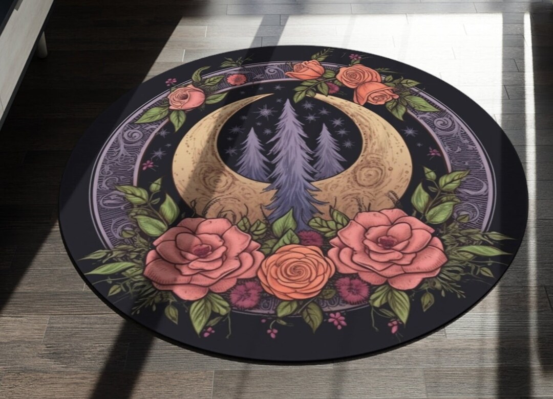 Witchy Cottagecore Moon Rug, Celestial Area Rug, Witch Decor ...