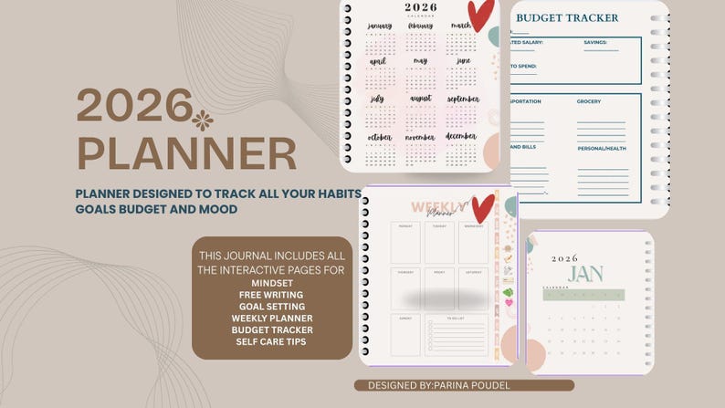 2026 Digital Planner Download | Editable Budget Planner, Goal Setting ...